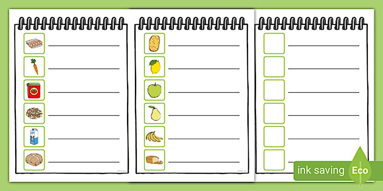 Editable Shopping List Writing Activity (teacher made)
