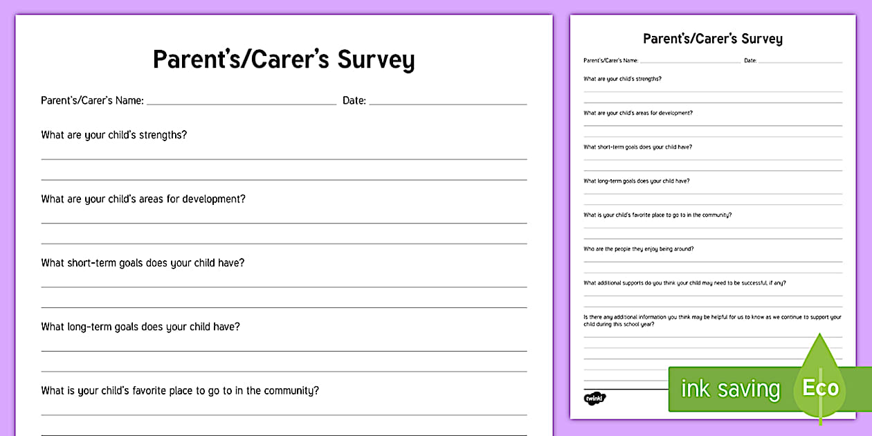 Editable Parents Carers Survey Form (teacher made) - Twinkl