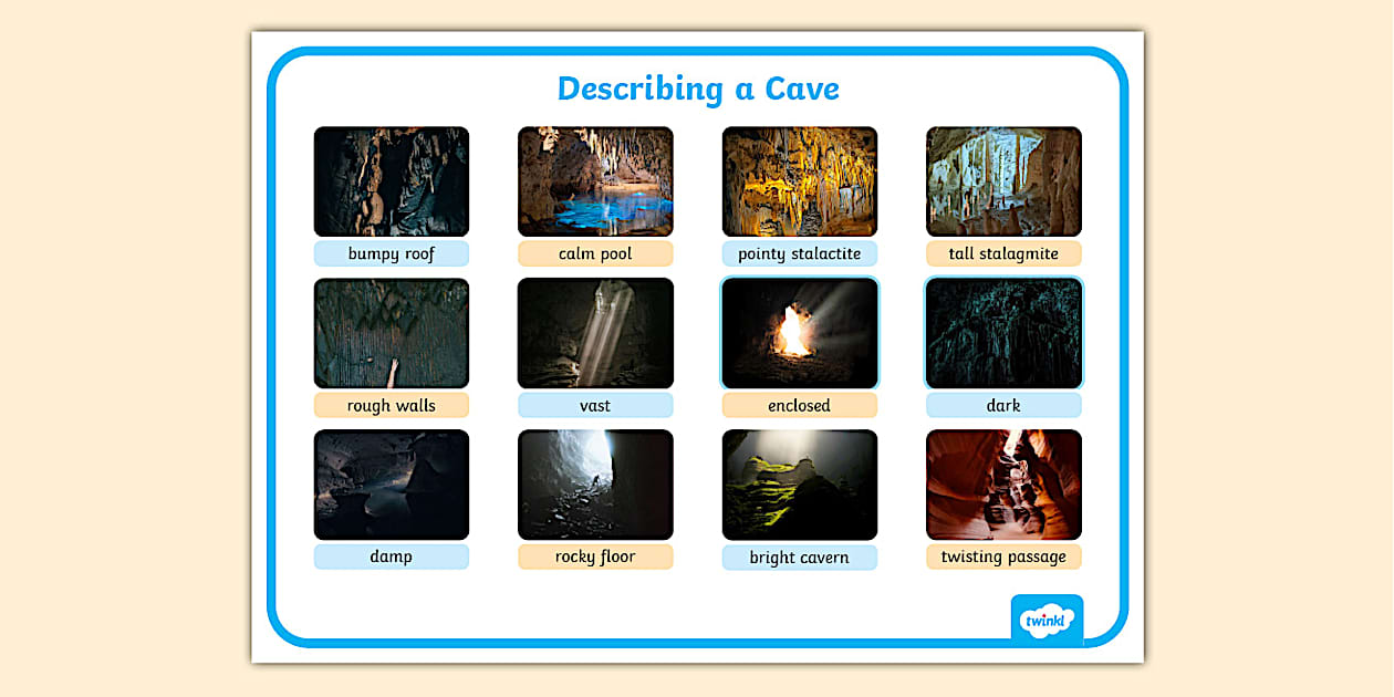 Cave Adjectives Word Mat (teacher made) - Twinkl