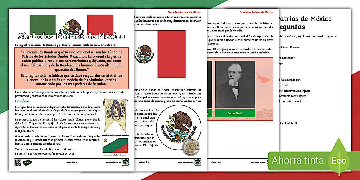 Símbolos Patrios de México - lectura (teacher made)