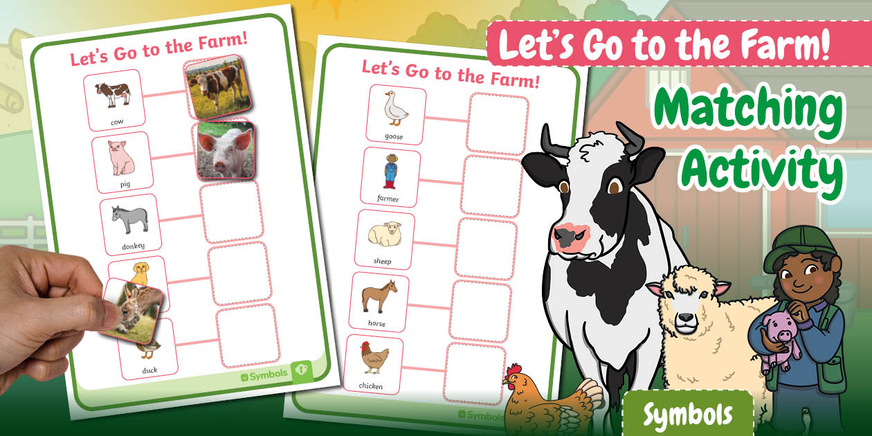 Twinkl Symbols: Let's Go to the Farm! Matching Activity