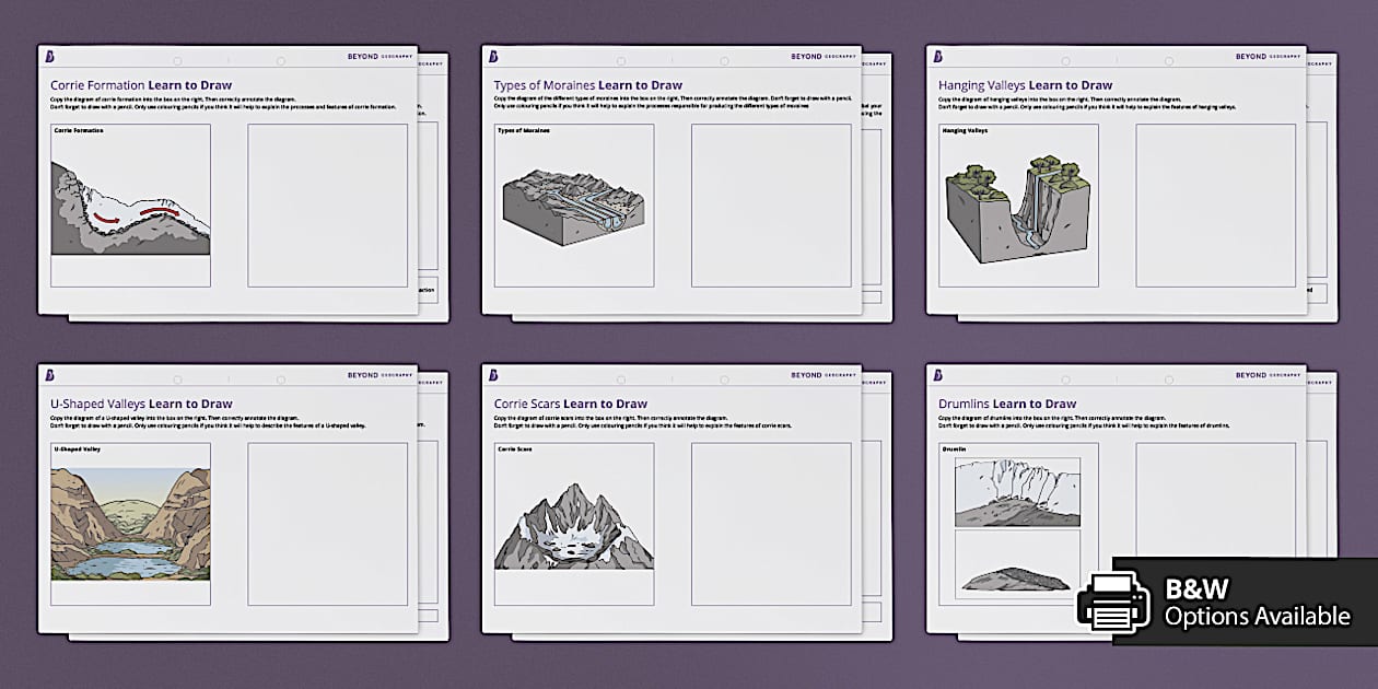 Learn to Draw Glacial Landforms Activity Pack (teacher made)