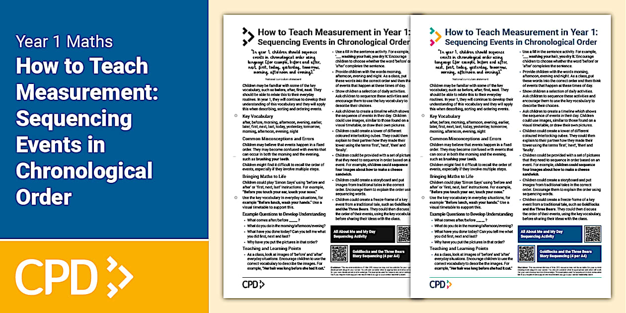 How to Teach Measurement in Year 1: Sequencing Events