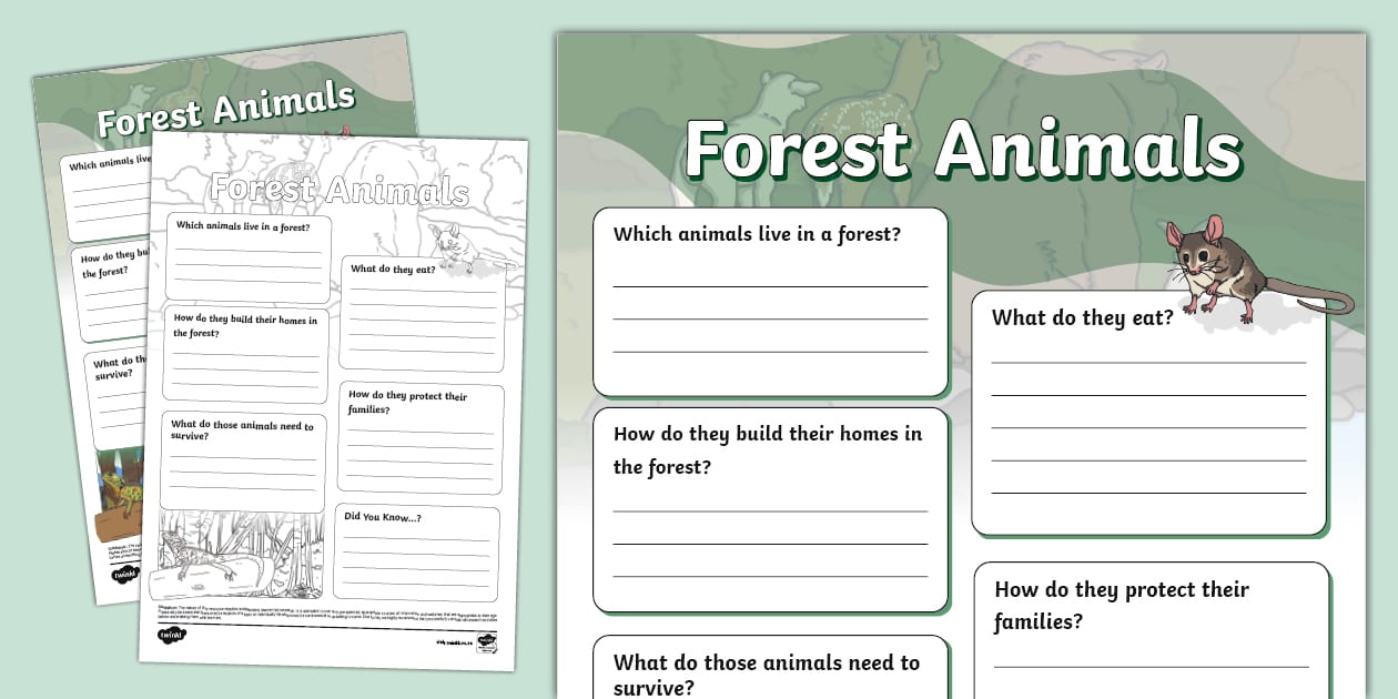 Forest Animals Fact File Template (teacher made) - Twinkl