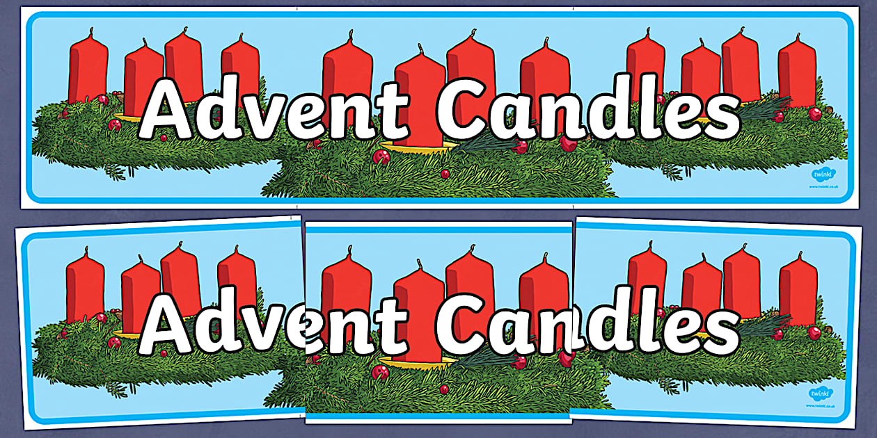 Cursive Advent Candles Banner (l'enseignant a fait) - Twinkl