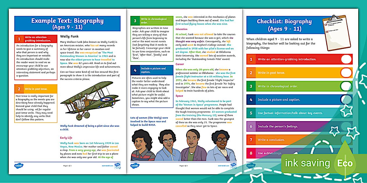 Example Text: Biography (Ages 9 - 11) (teacher made)