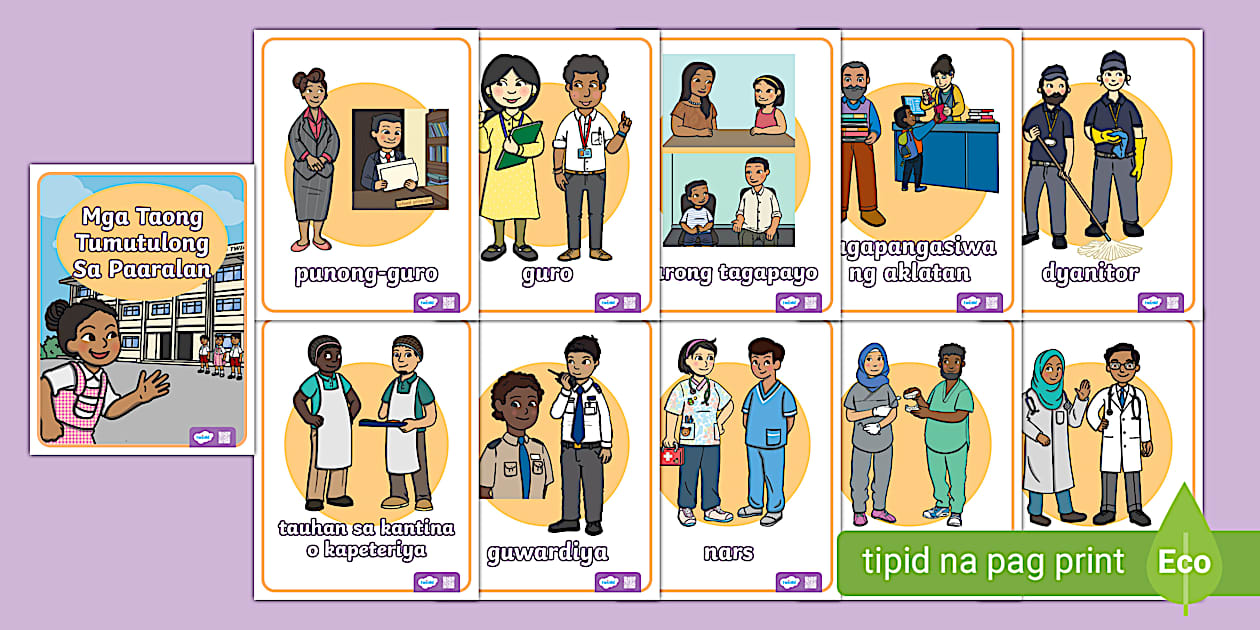 Mga Taong Tumutulong sa Paaralan | Flashcards | Twinkl PH