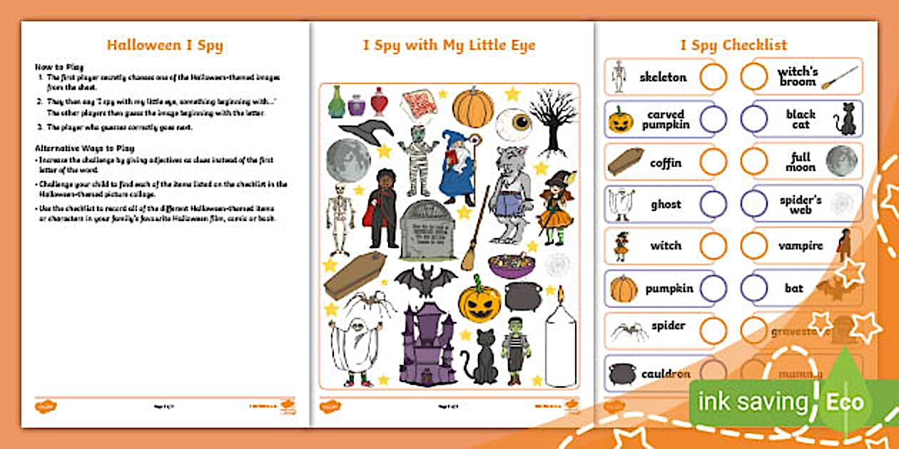 Halloween I Spy Activity and Checklist - Twinkl