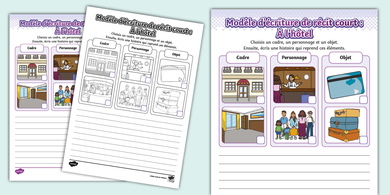 Modèle d'écriture de récit court : À l'hôtel - Twinkl