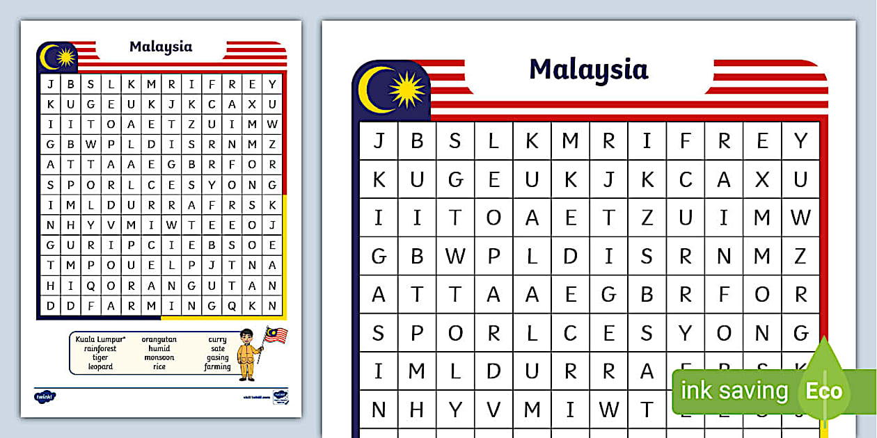 KS1 Malaysia Word Search (teacher made) - Twinkl
