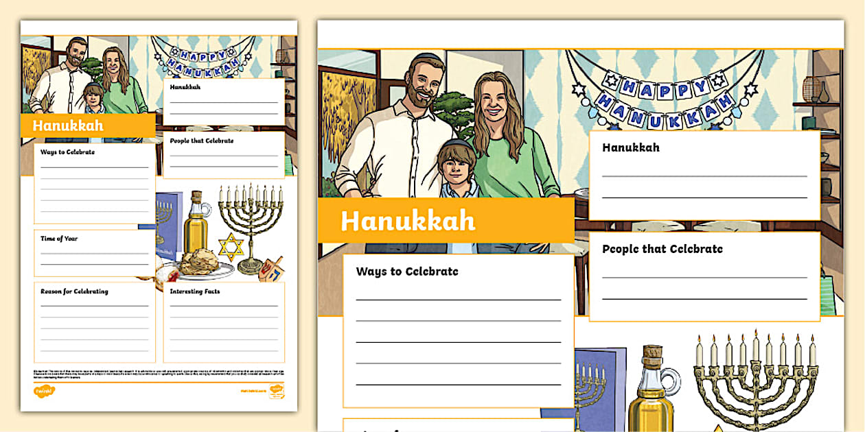 Hanukkah Fact File Template (teacher made) - Twinkl
