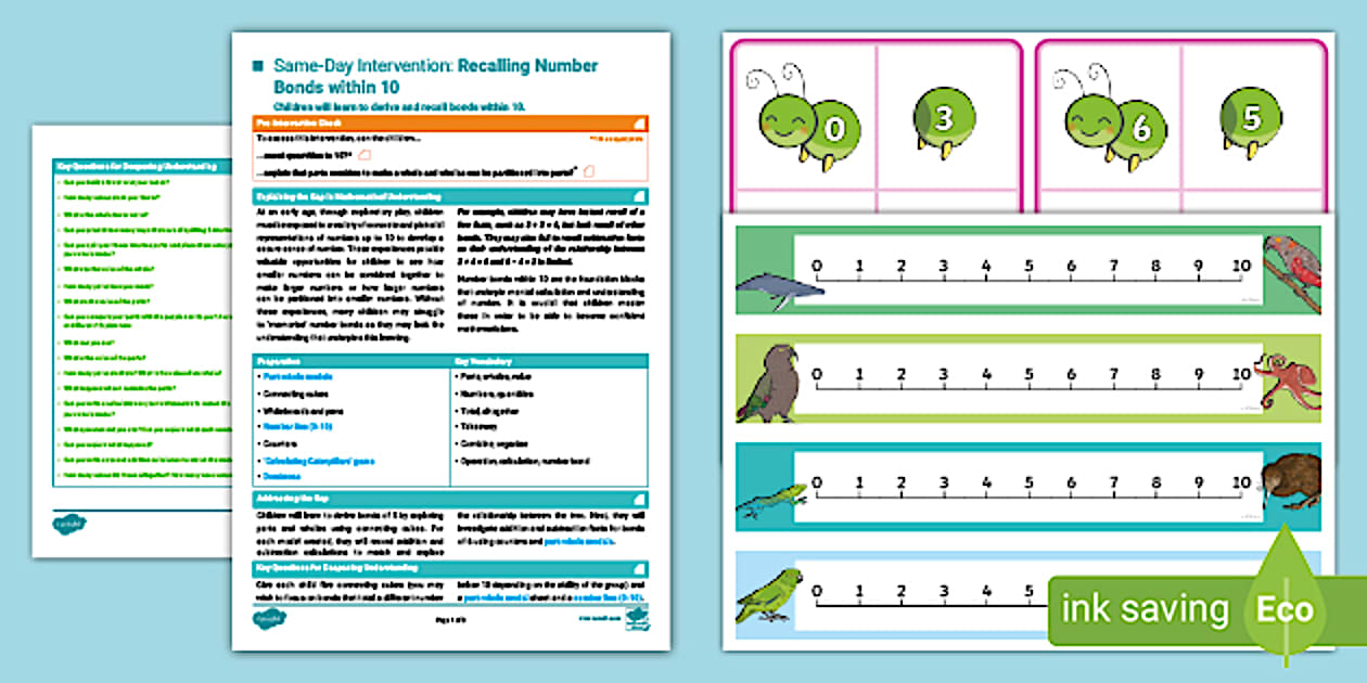 👉 Year 2 Same-Day Intervention: Recall Number Bonds within 10