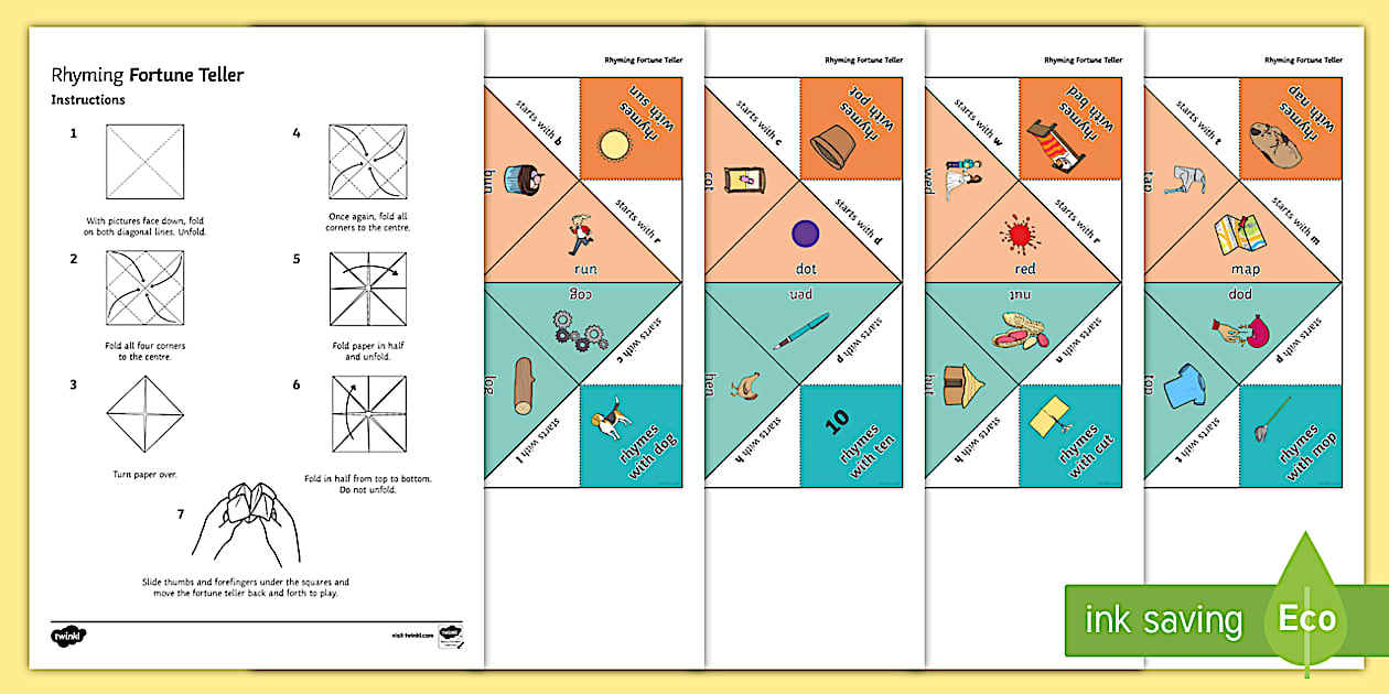 Rhyming Fortune Teller (teacher made) - Twinkl