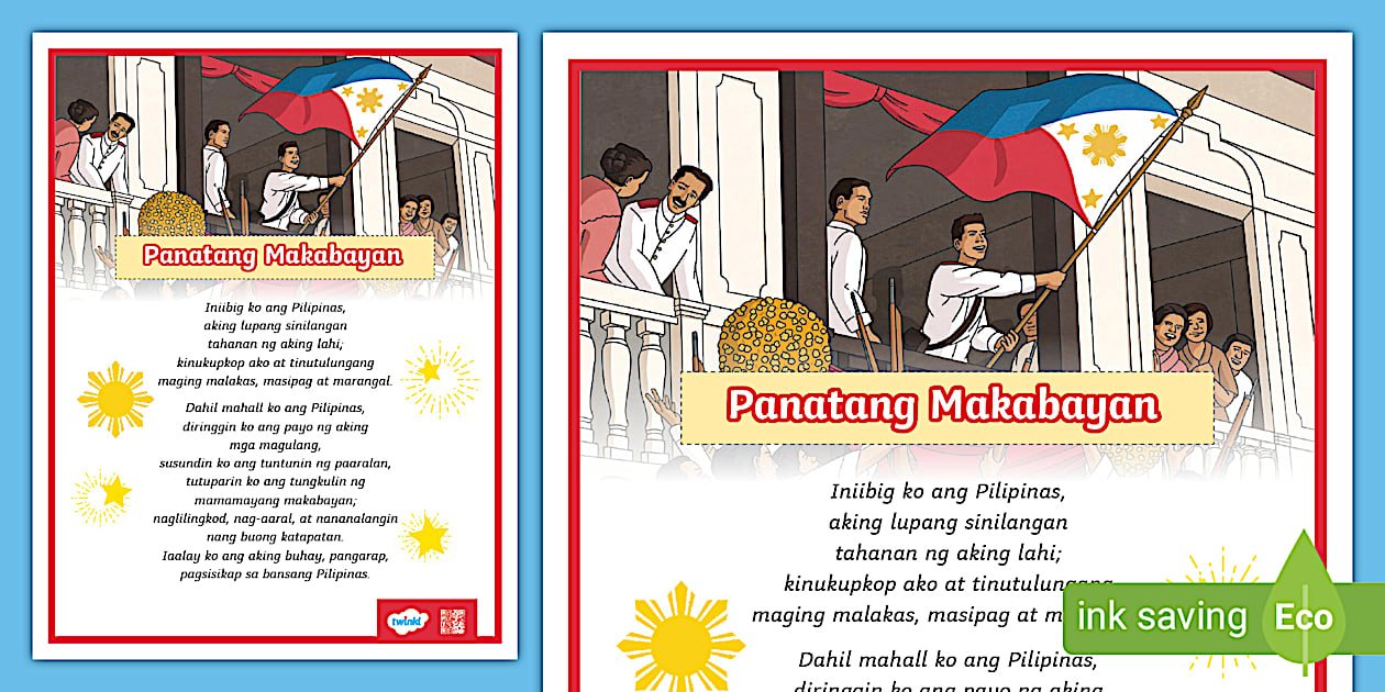 Panatang Makabayan Poster Elementary (Hecho por educadores)