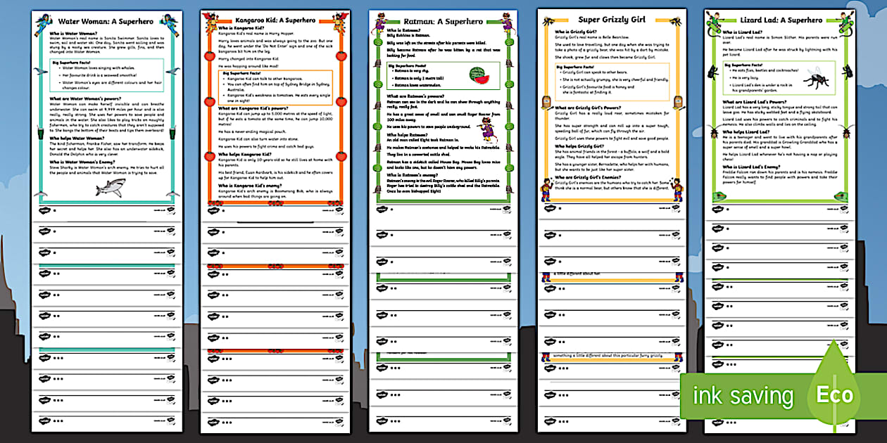 Superheroes Differentiated Reading Comprehension Pack