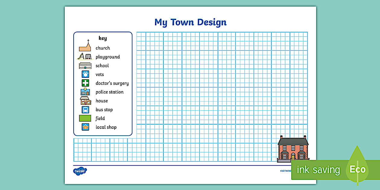 Editable Design a Town Worksheet (teacher made) - Twinkl