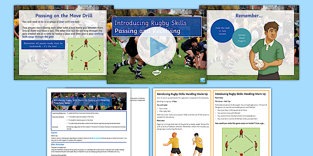 Rugby 2: Passing and Receiving Lesson Pack (teacher made)