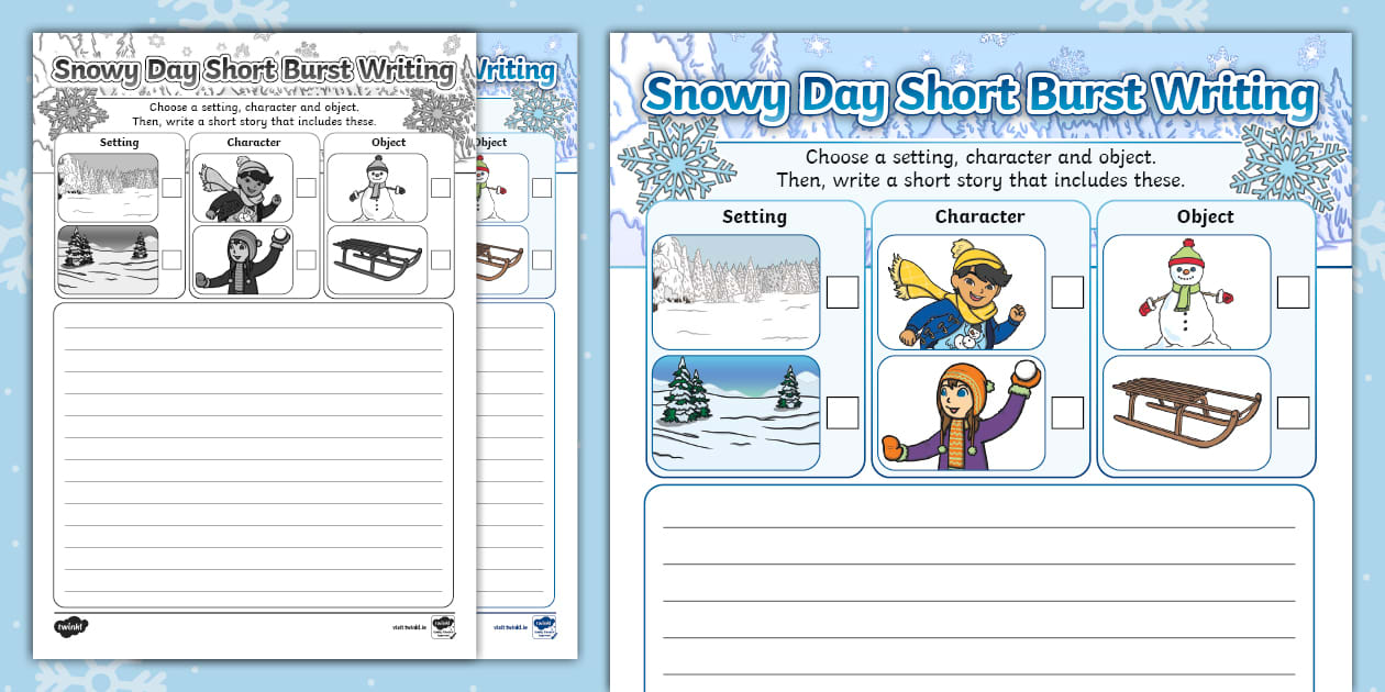 Snowy Day Short Burst Writing Template - Twinkl