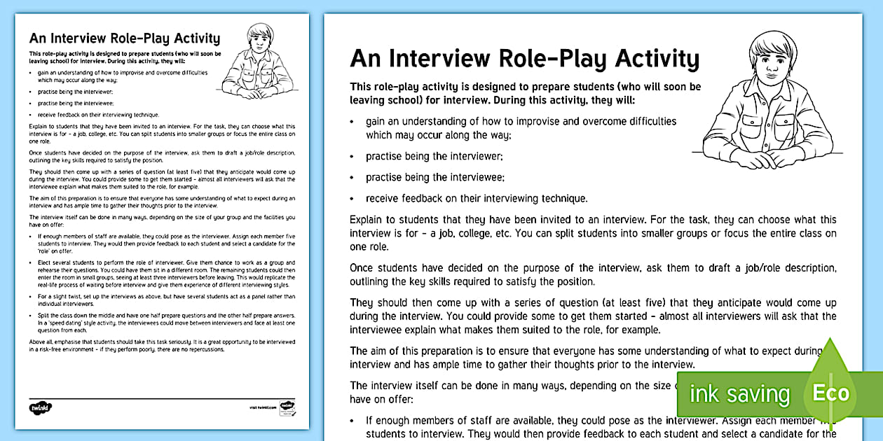 An Interview Role-Play Teaching Ideas (teacher made)
