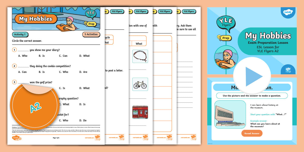YLE Flyers Exam Prep - Hobbies (teacher made) - Twinkl