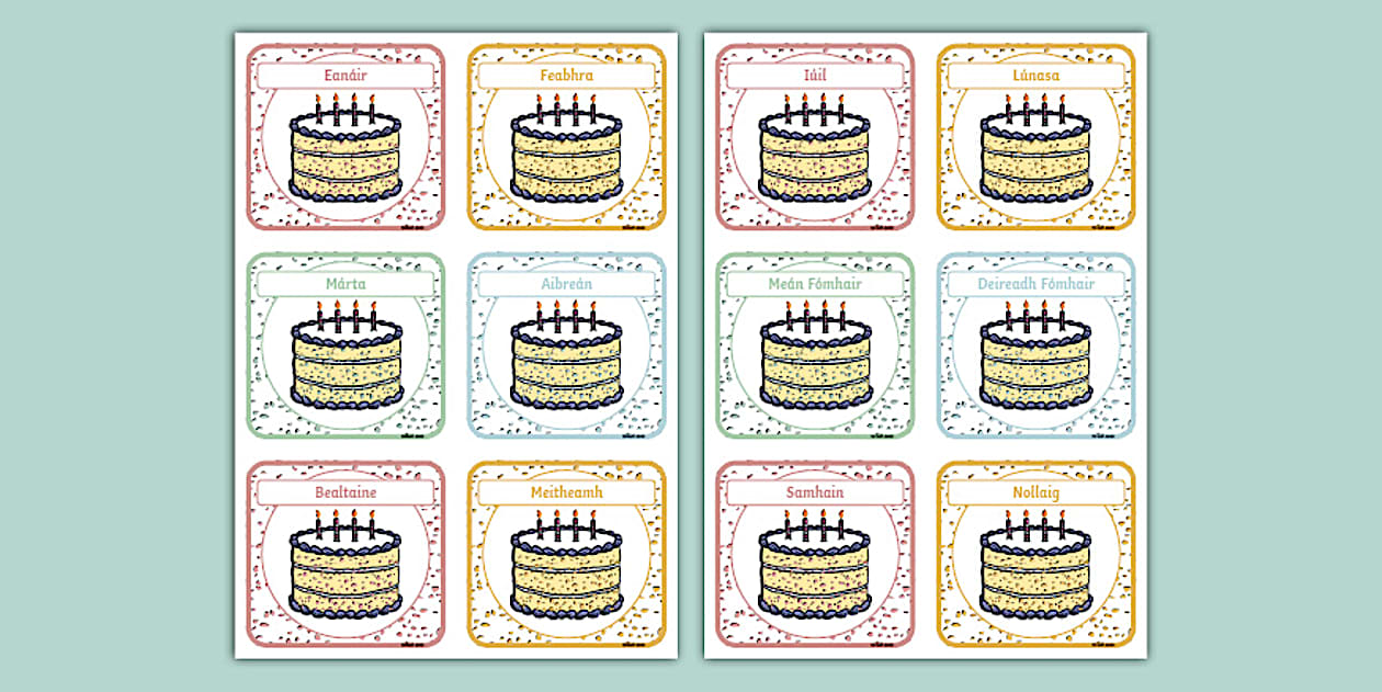 Speckled Pastel Themed Birthday Months Cut-Outs