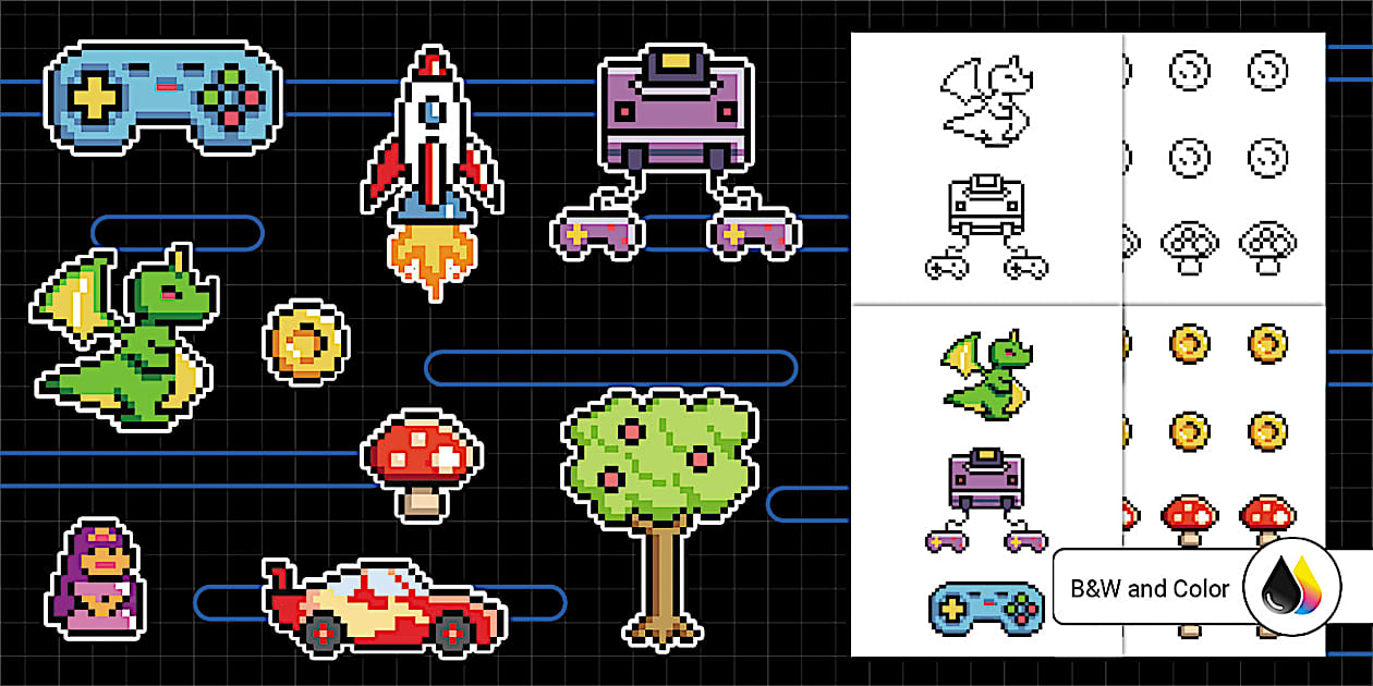 Retro Arcade Theme Bulletin Board Cutouts (teacher made)