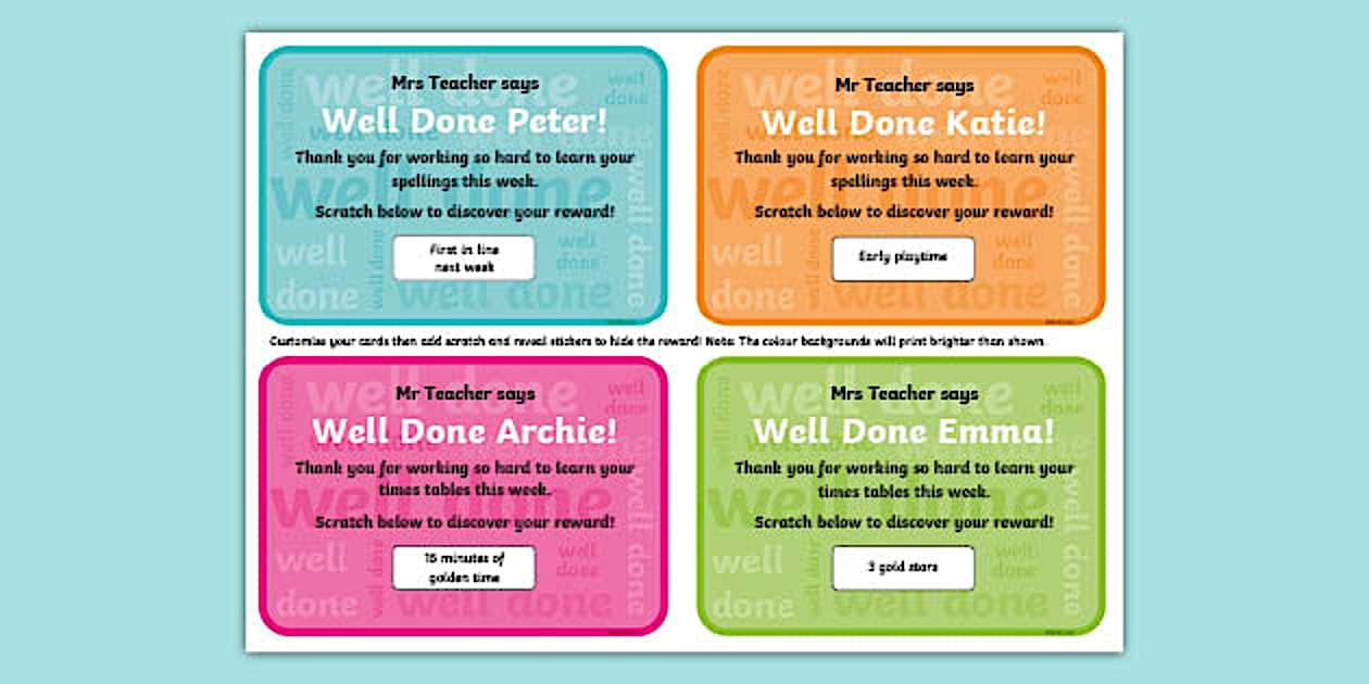 Scratch Off Reward Template (teacher made) - Twinkl