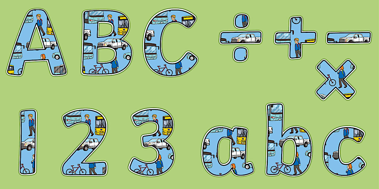 School Transport Lettering (teacher made) - Twinkl