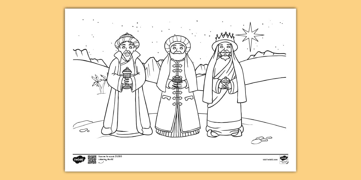 Three Wise Men Colouring | Colouring Sheets - Twinkl
