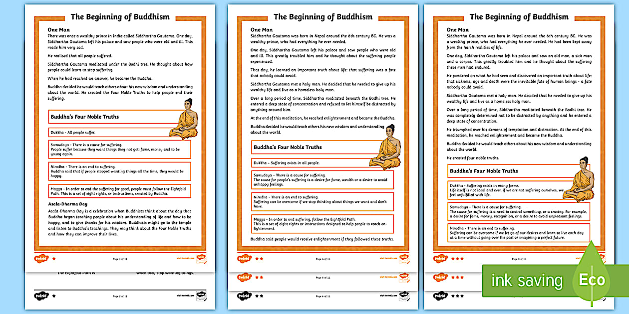 Buddhism Origins Reading Comprehension Activity - Twinkl