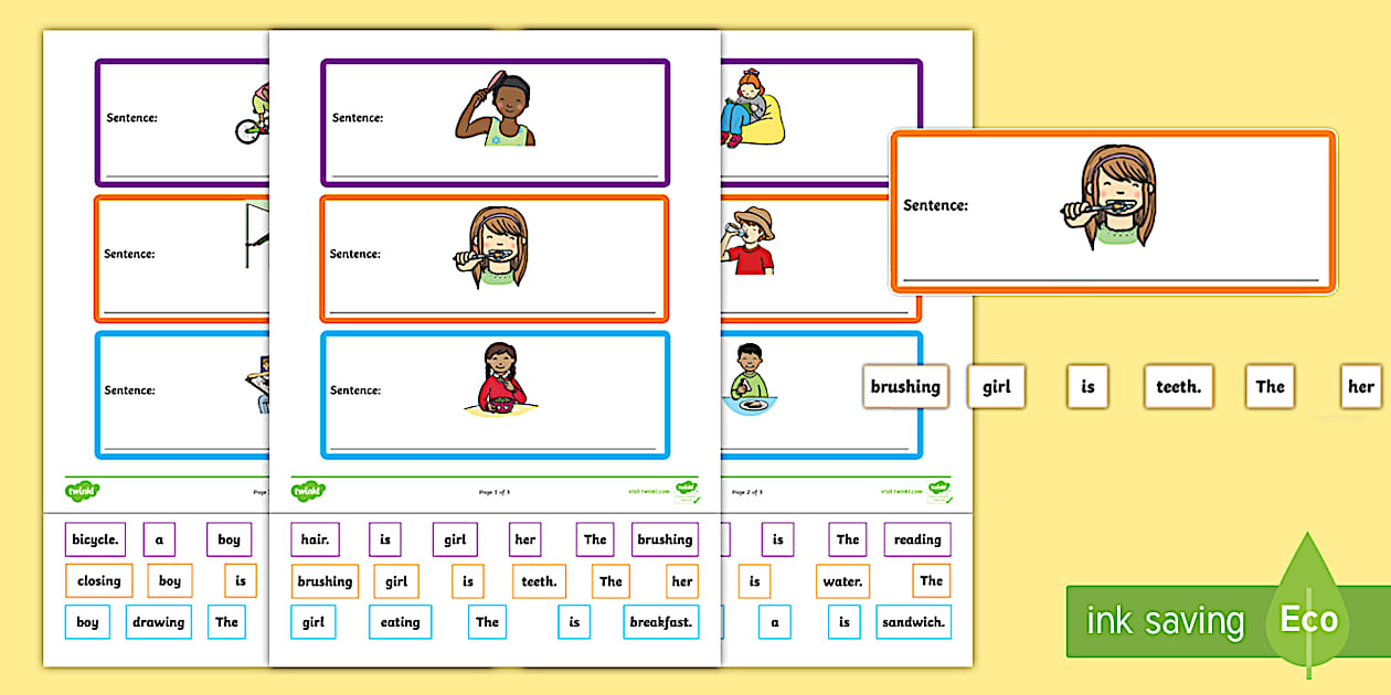 Editable SVO Sentence Cut Up Cards (teacher made) - Twinkl