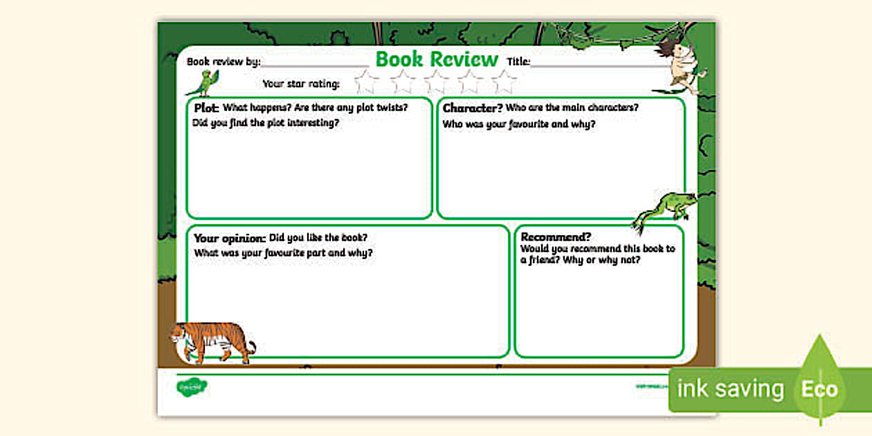 Editable Jungle Themed Book Review Template - Twinkl