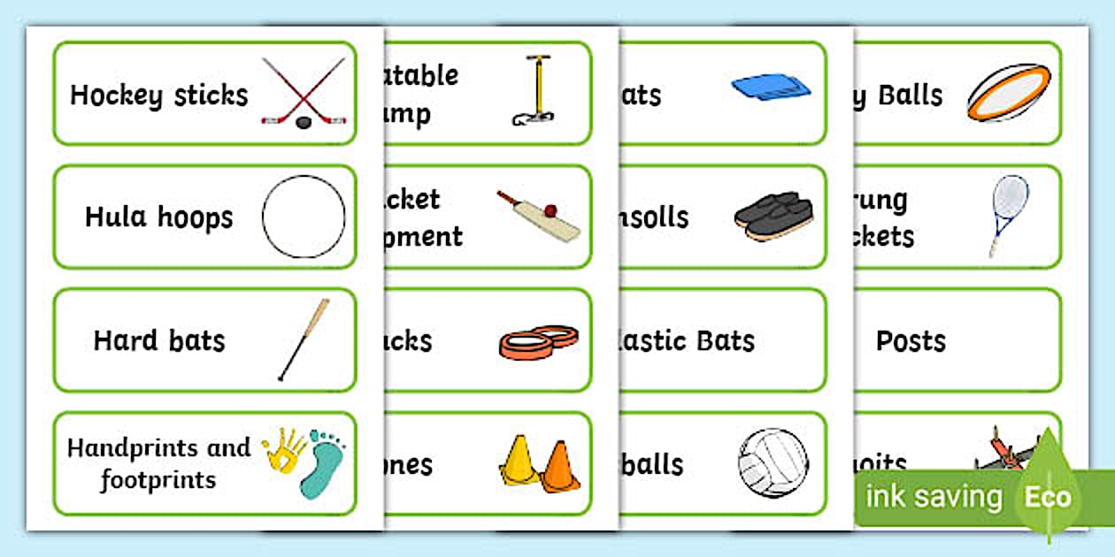 Editable PE Labels for Sports Equipment | Twinkl Resources