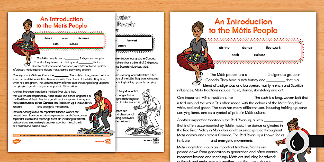 An Introduction to the Métis People Cloze Activity - Twinkl