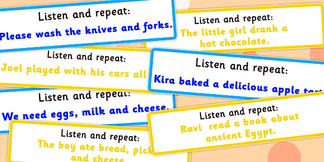Listen and Repeat 6-7 Word Length Sentence Cards Set 2 - listen