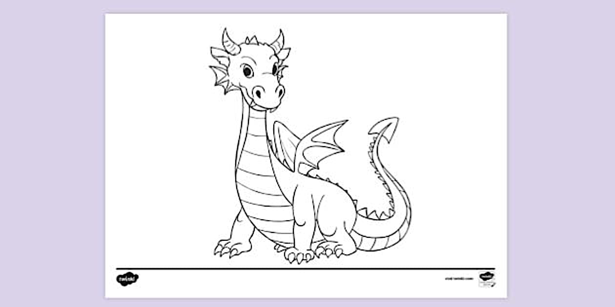 Cartoon Dragon Colouring | Colouring Sheets - Twinkl