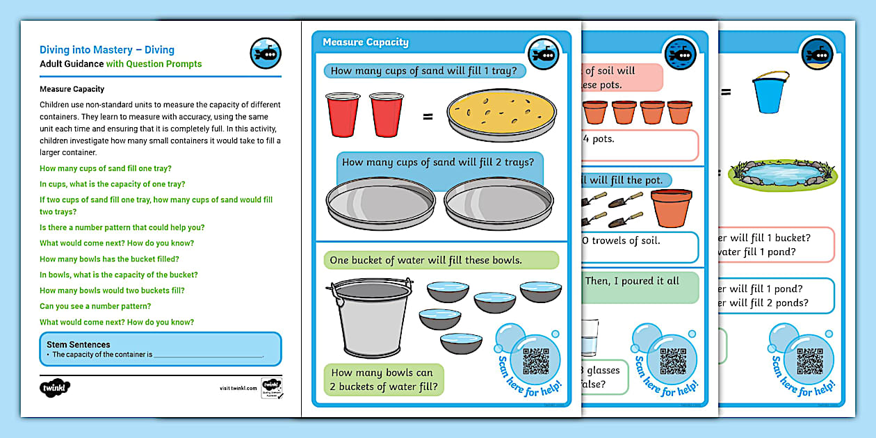👉 Year 1 Diving into Mastery: Step 6 Measure Capacity Activity Cards