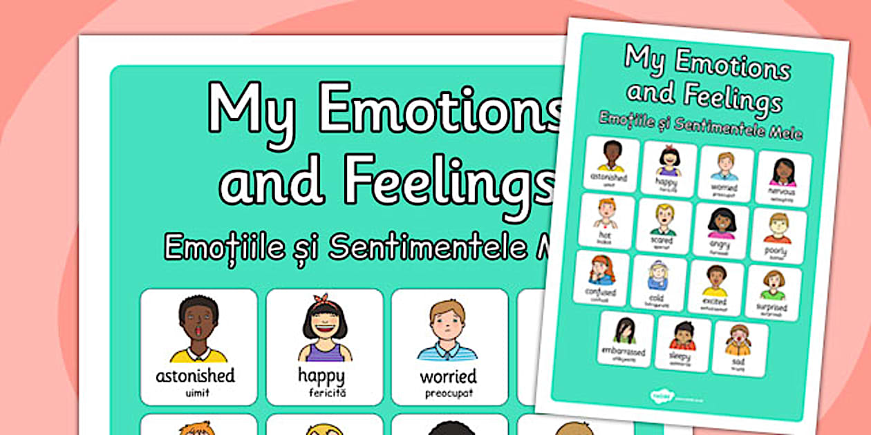 My Emotions and Feelings Vocabulary Poster Romanian Translation - romanian