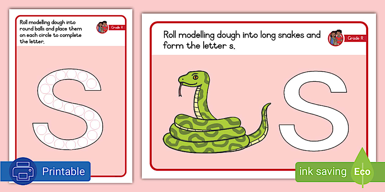 Gr. R Phonics: Letter S Modelling Dough Playmats - Twinkl