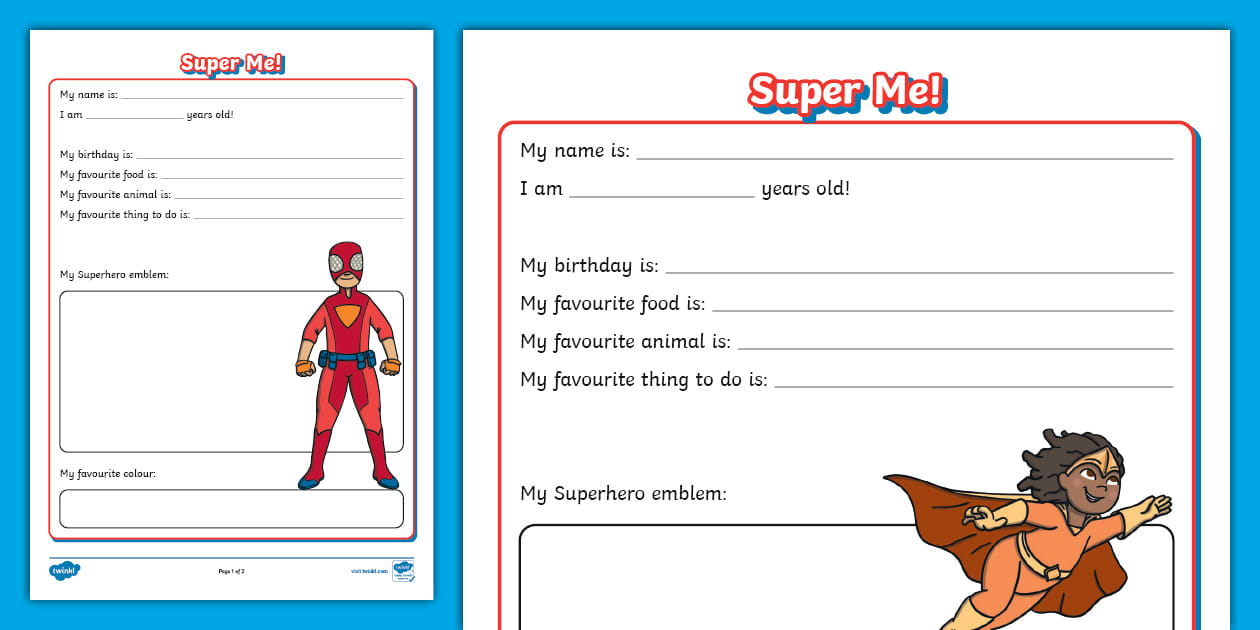 New Zealand All About Me Superhero Emblem Worksheet