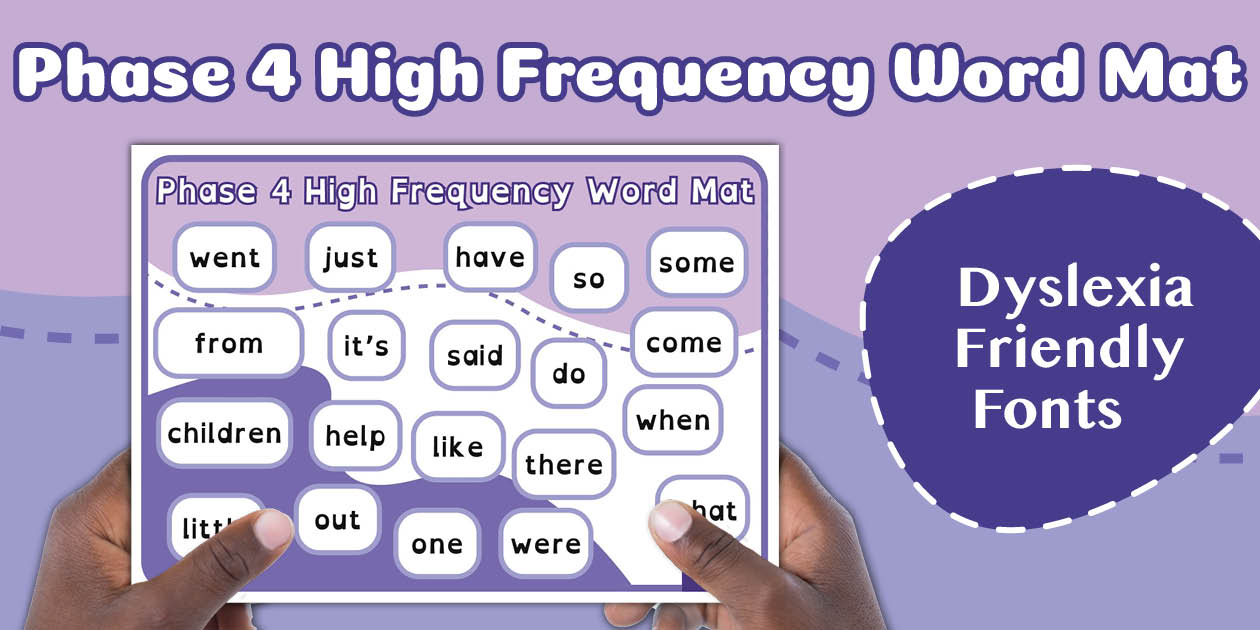 Phase 4 High Frequency Word Mat Dyslexia