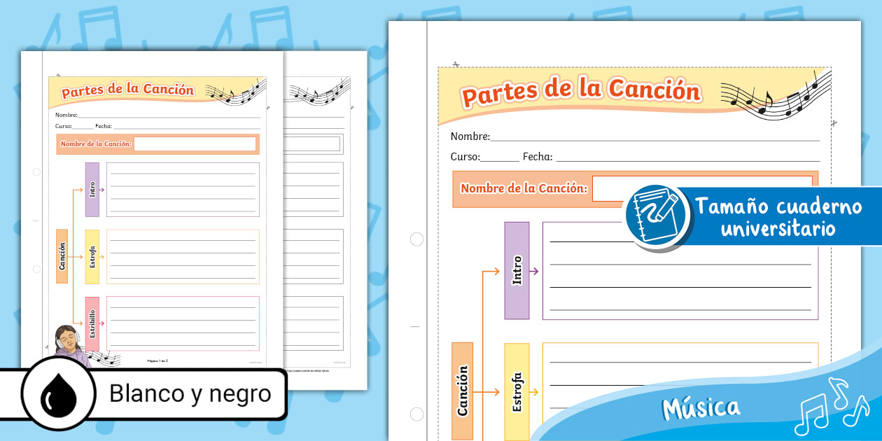 Guía de Trabajo: Partes de una Canción - Twinkl