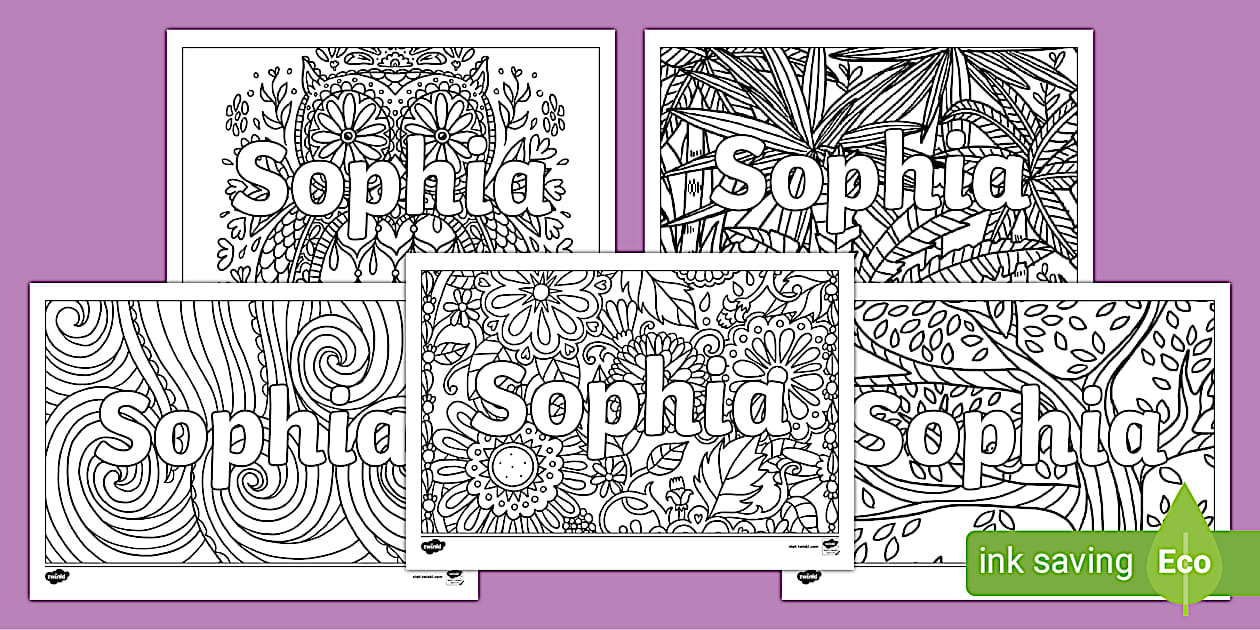 Sophia Mindfulness Name Colouring Activity (teacher made)