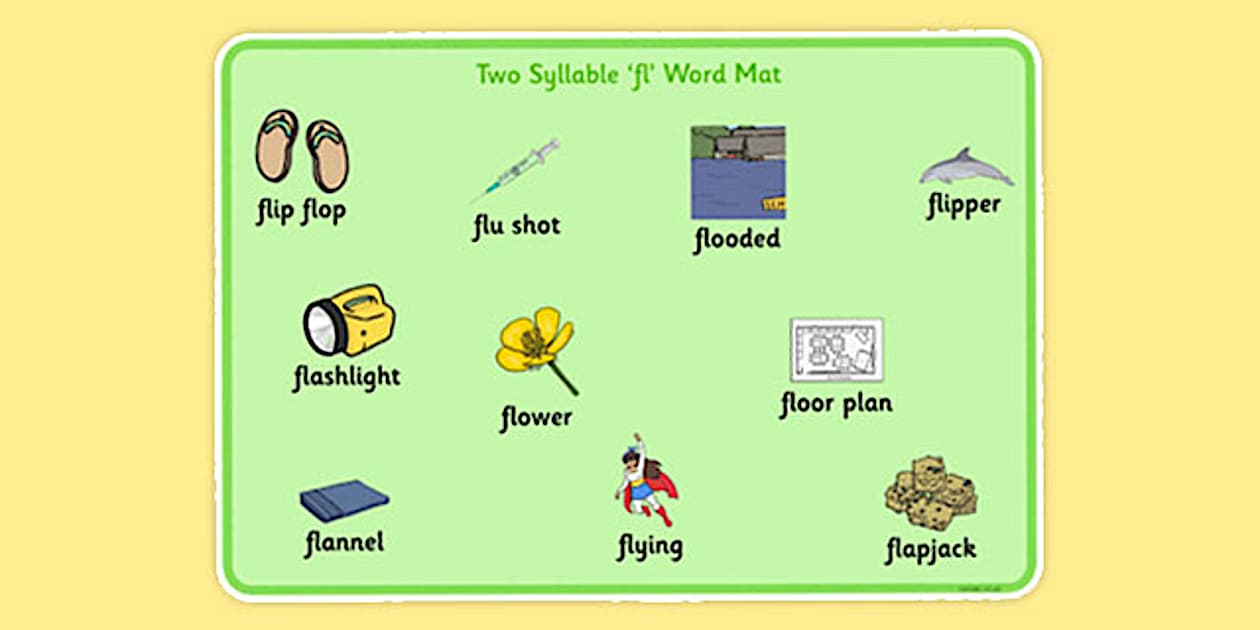 Two Syllable FL Word Mat (teacher made) - Twinkl