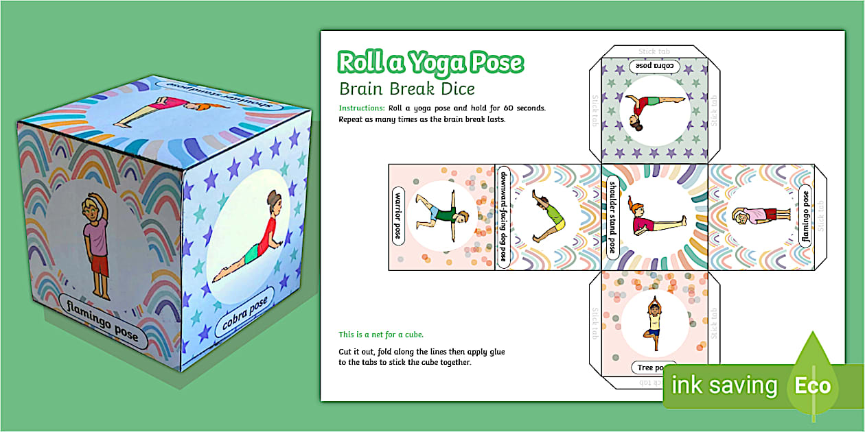 Yoga Dice | Roll a Yoga Pose Brain Break Dice | Twinkl