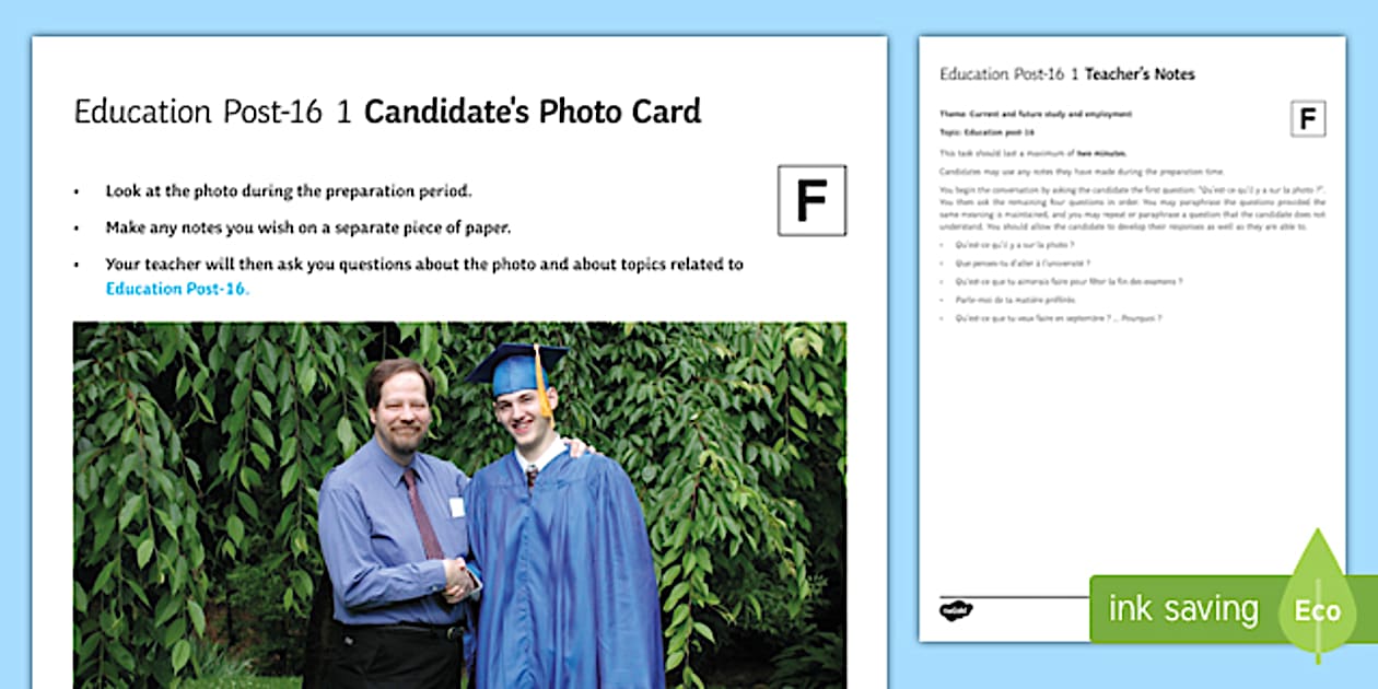 Education Post 16 1 GCSE Foundation Tier Photo-Card French
