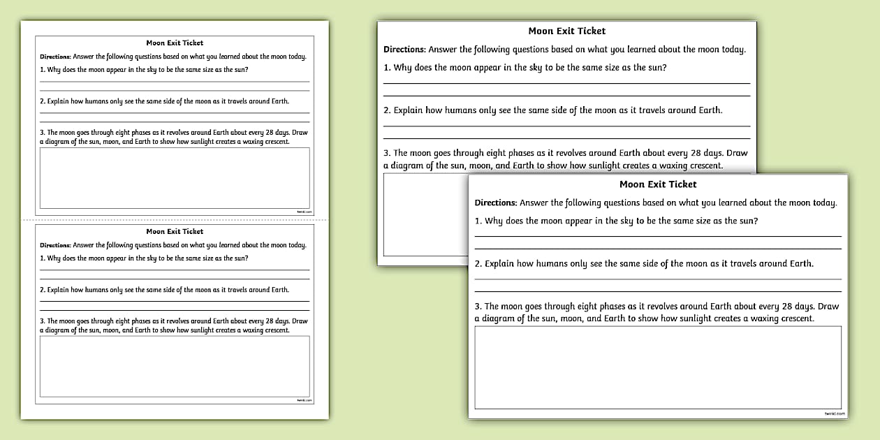 Sixth Grade Moon Science Exit Ticket (Teacher-Made) - Twinkl