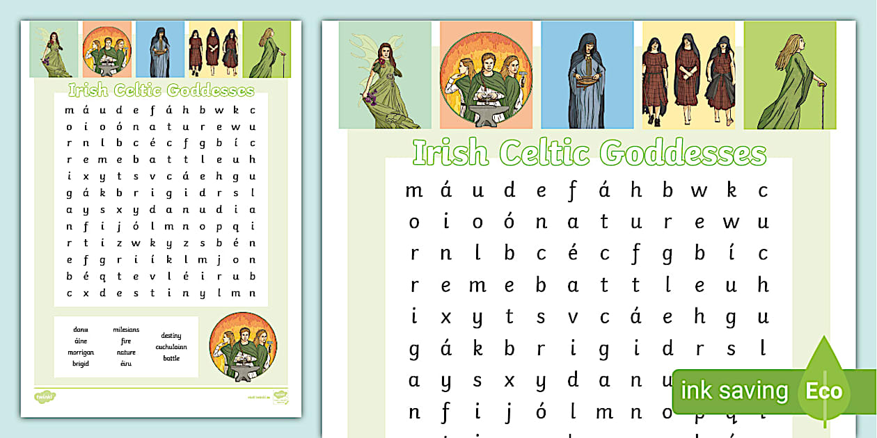 Irish Celtic Goddesses Word Search (teacher made) - Twinkl