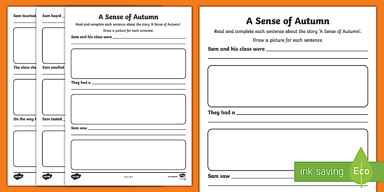 A Sense of Autumn Complete the Sentence Writing Worksheet / Worksheet
