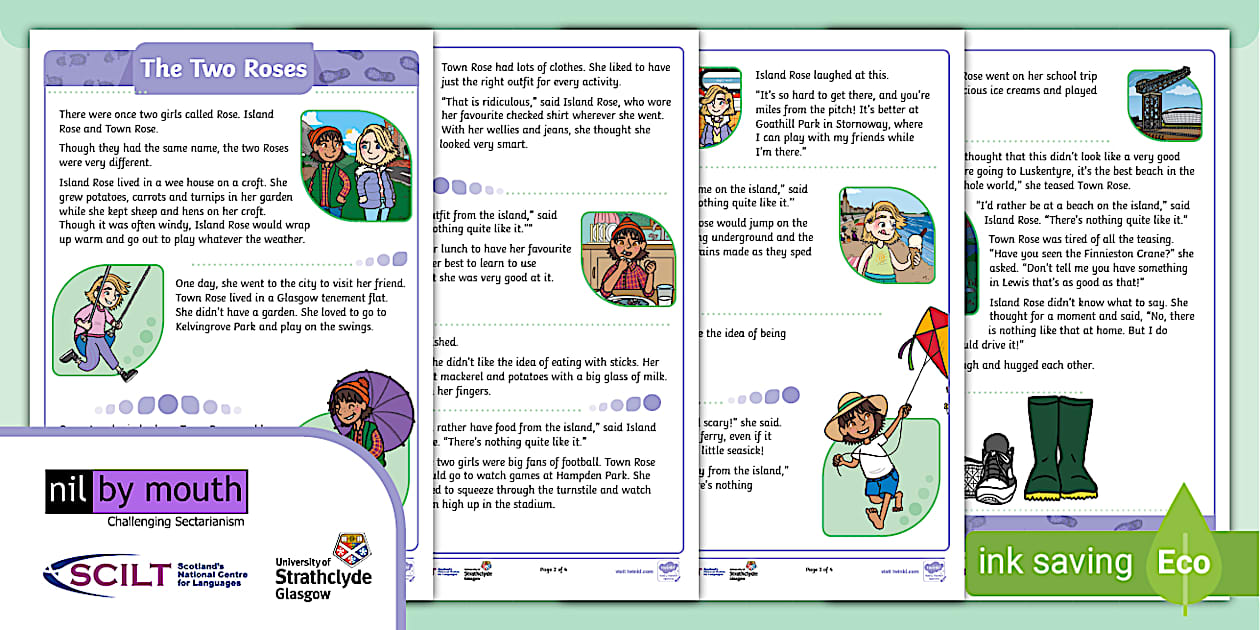 The Two Roses Differentiated Reading Comprehension - Twinkl